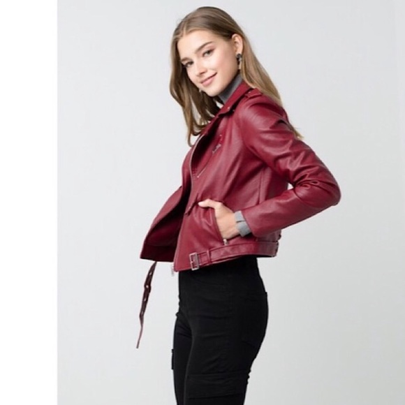 Jackets & Coats | Super Stylish Vegan Leather Red Jacket | Poshmark